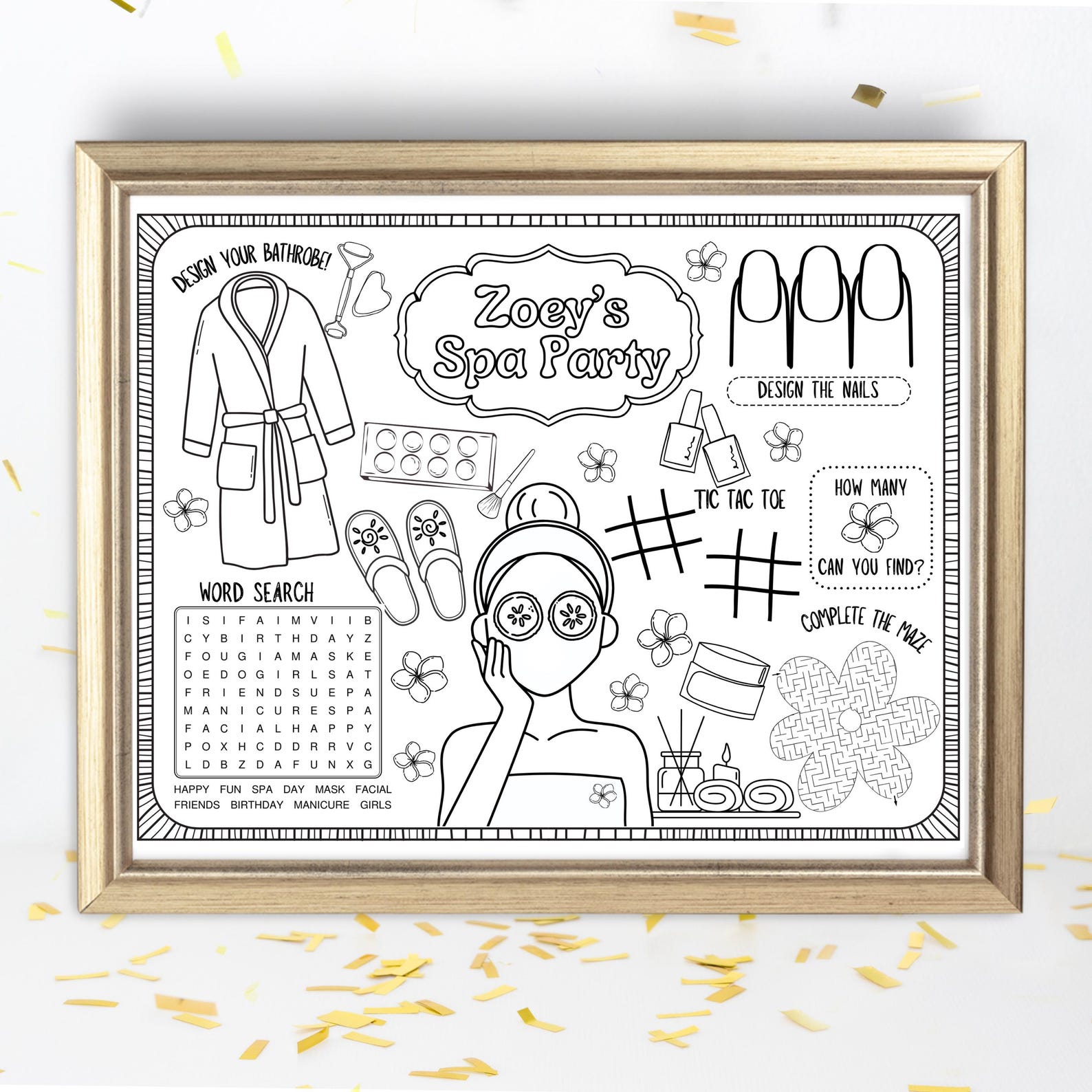 Girls Spa Day Party Activity Sheet | Girls Party Activities | Makeup ...