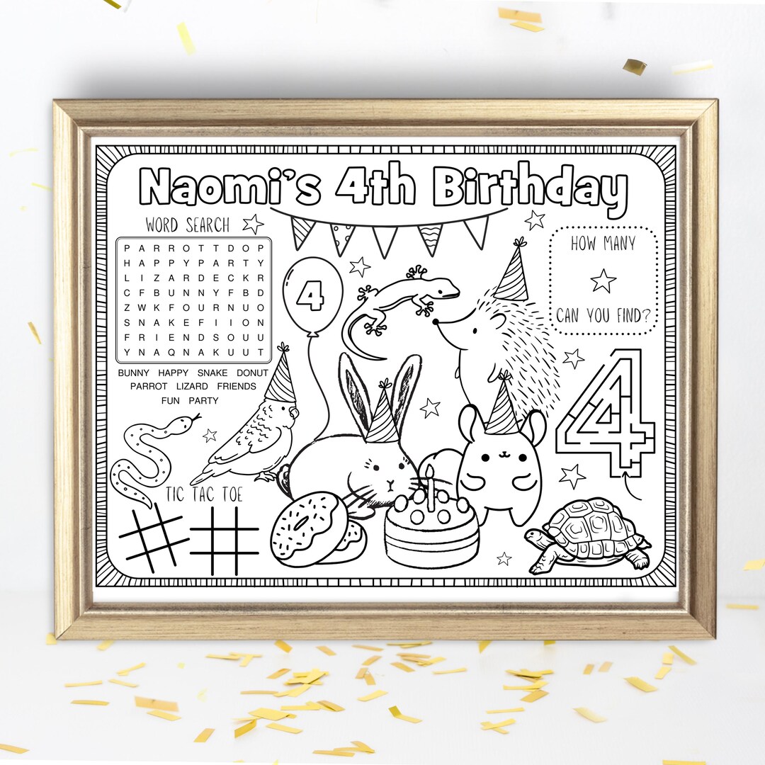 Petting Zoo Animal Birthday Party Coloring Activity Sheet | Printable ...