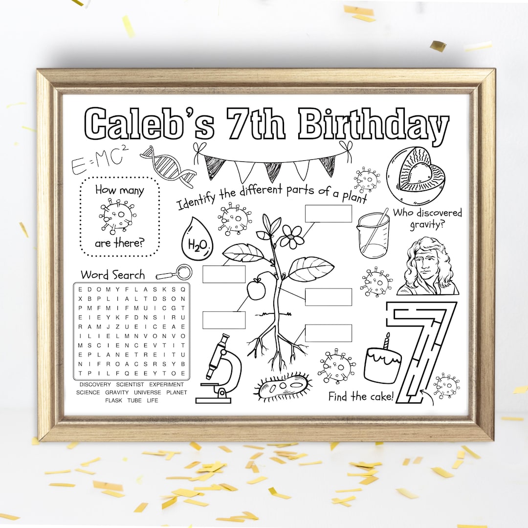 STEM Science Party Coloring Activity Sheet | Printable Science Party ...