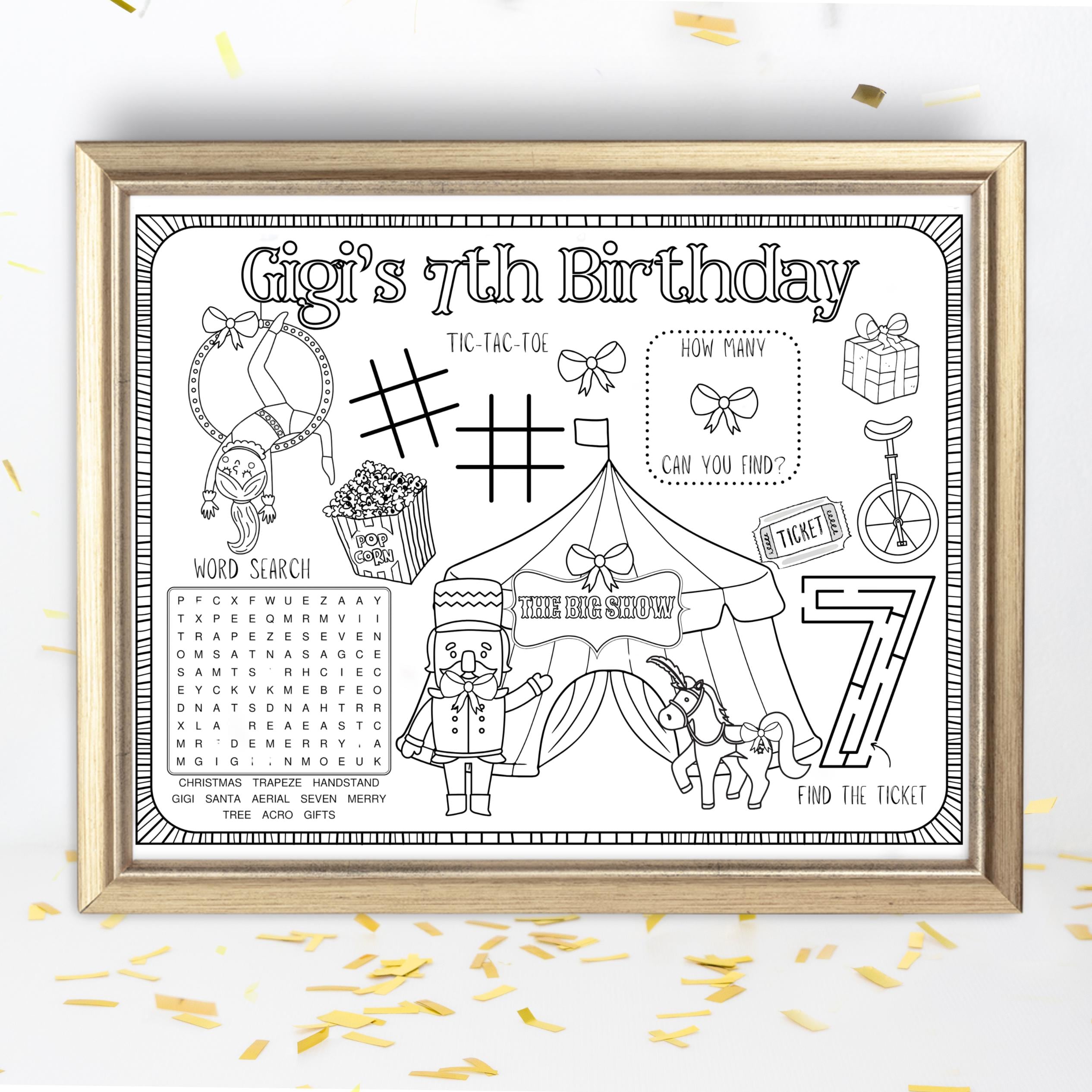Circus Party Activity Sheet | Carnival Themed Party Placemat | Acrobat ...