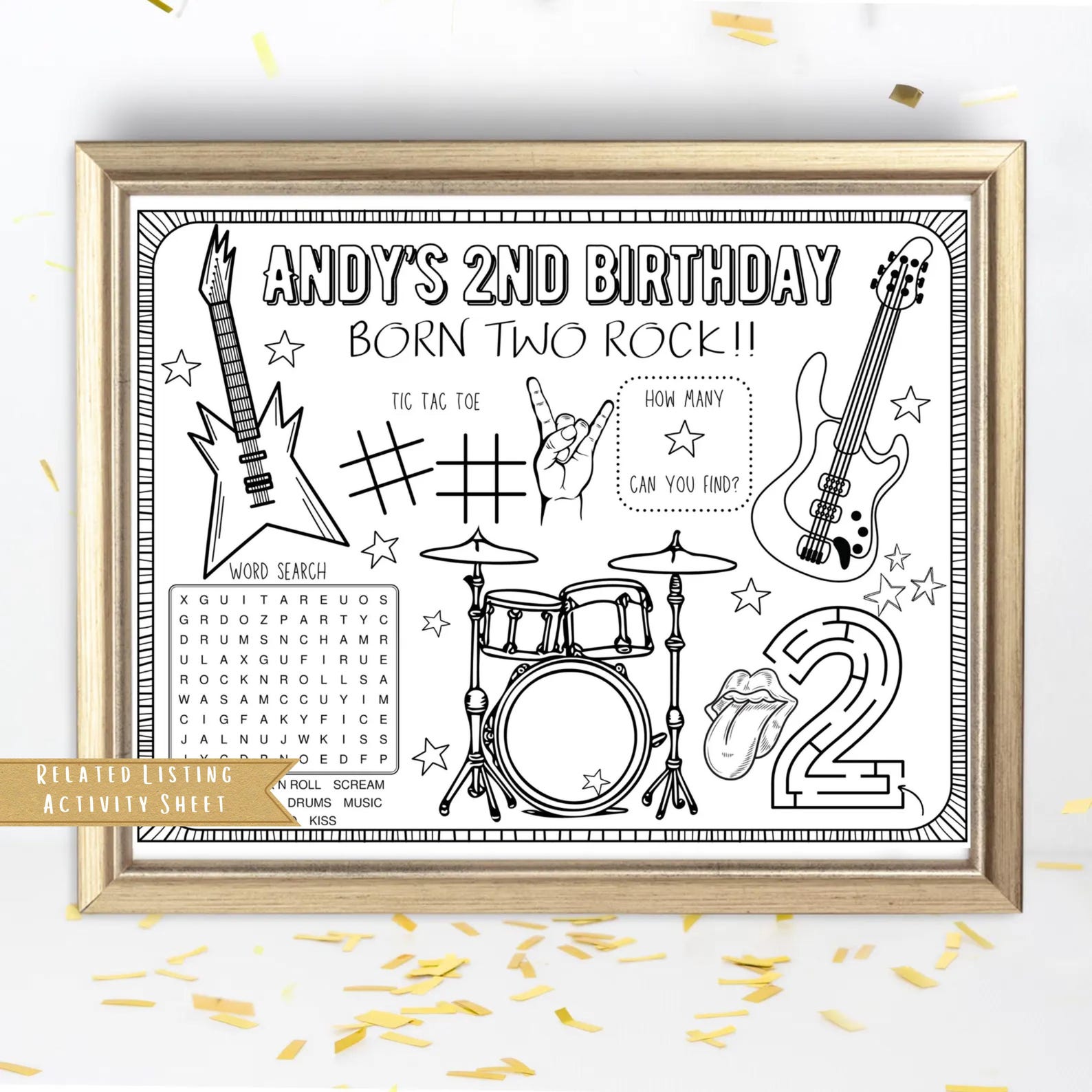 Editable Born to Rock Digital Invitation Template Born TWO Rock Party ...