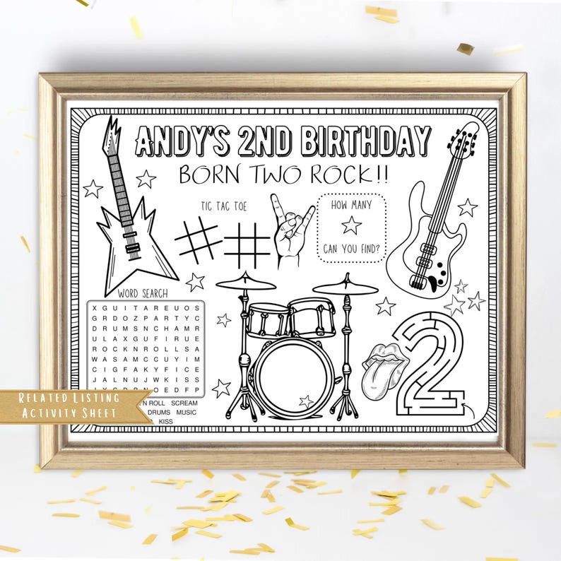 Editable Born to Rock Digital Invitation Template | Born TWO Rock Party ...