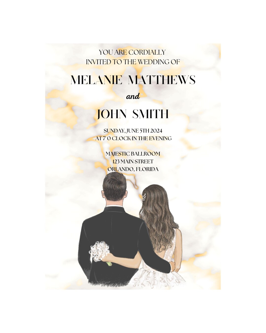 Wedding Invitation, Bride and Groom, Digital Invite, Immediate Download ...