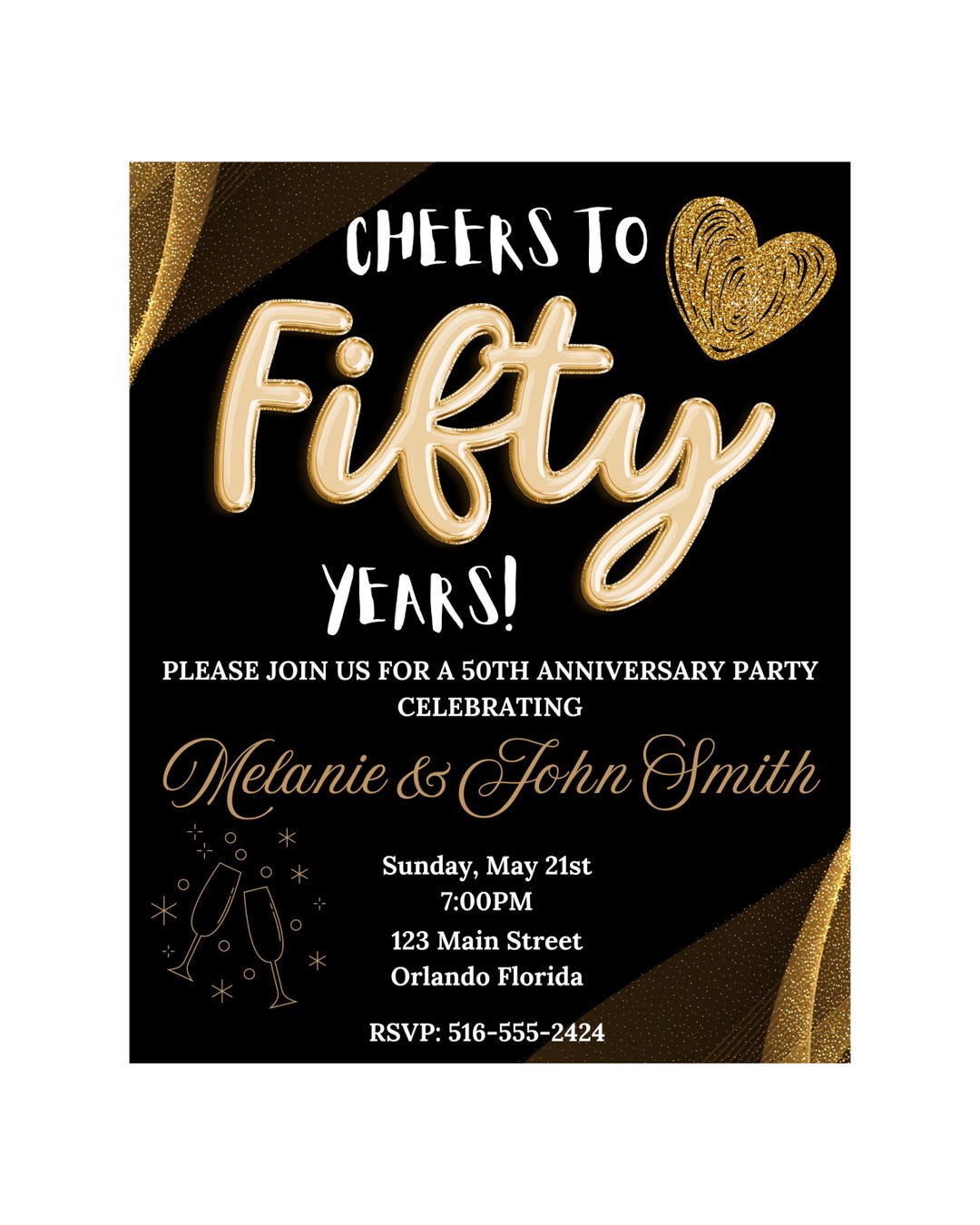 Cheers to 50 Years Invitation, Digital Template, Immediate Download ...