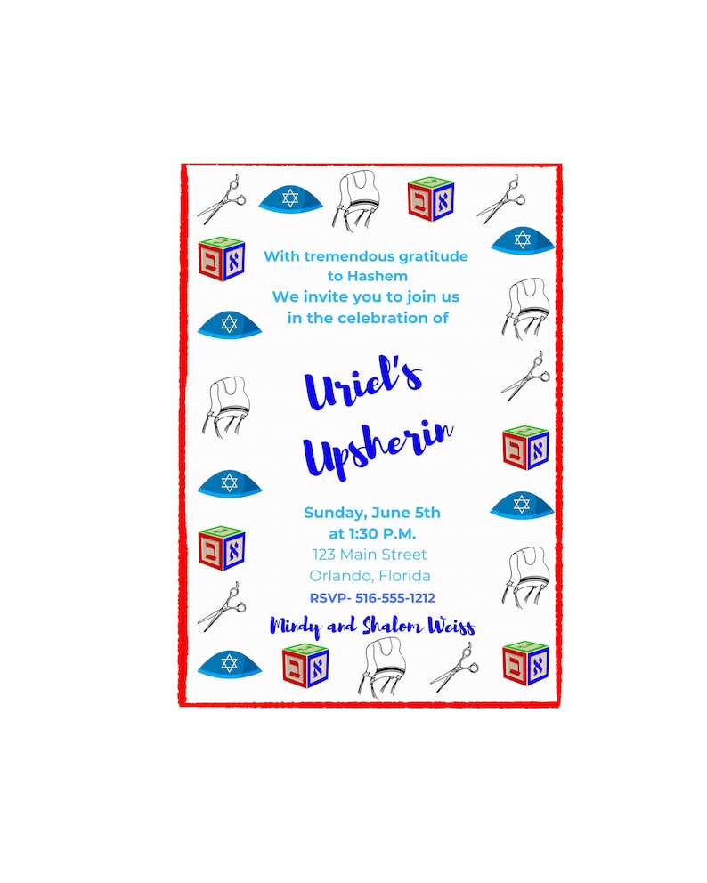 Upsherin Invitation, First Haircut Invite, Digital Invite, Immediate ...