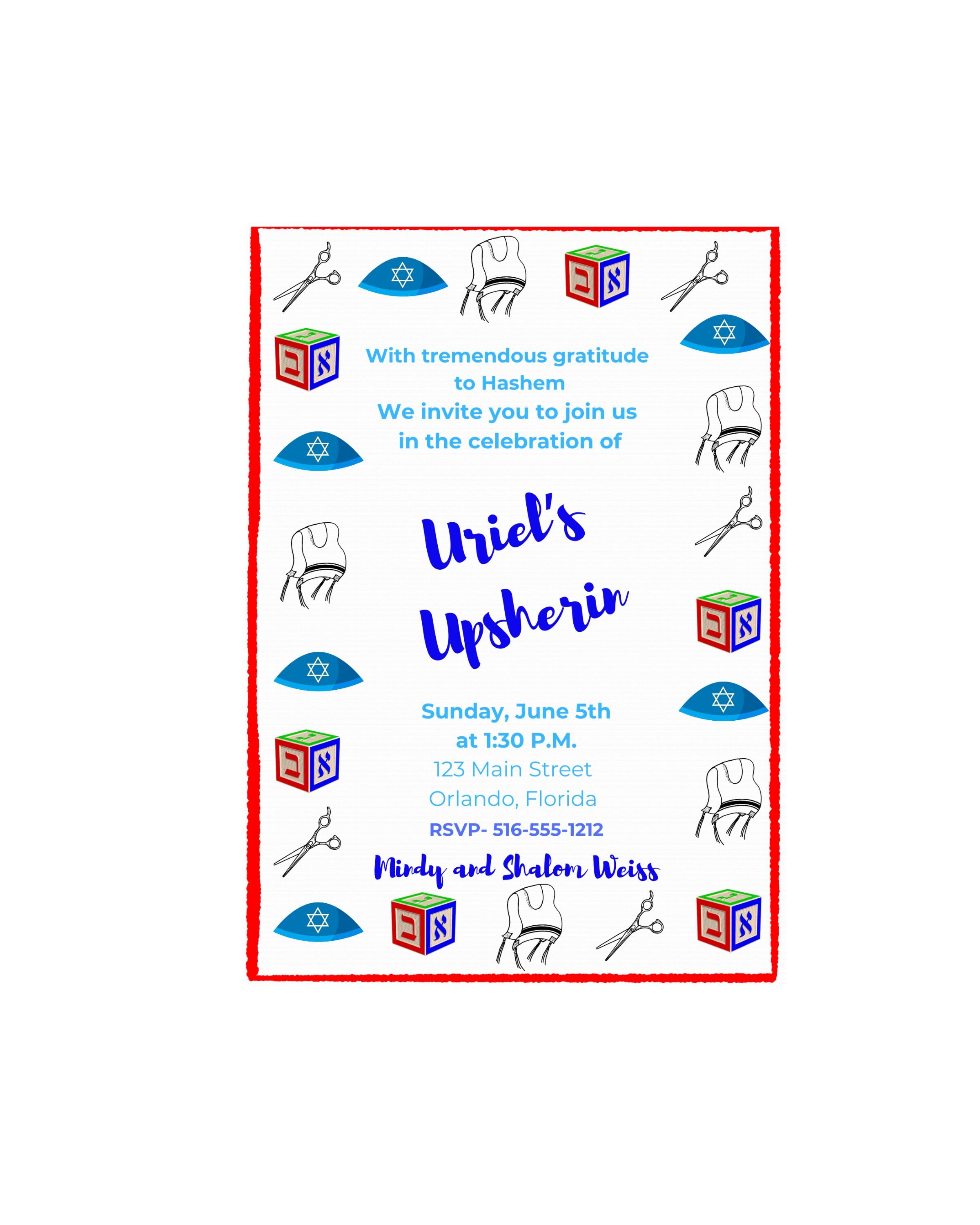 Upsherin Invitation, First Haircut Invite, Digital Invite, Immediate ...