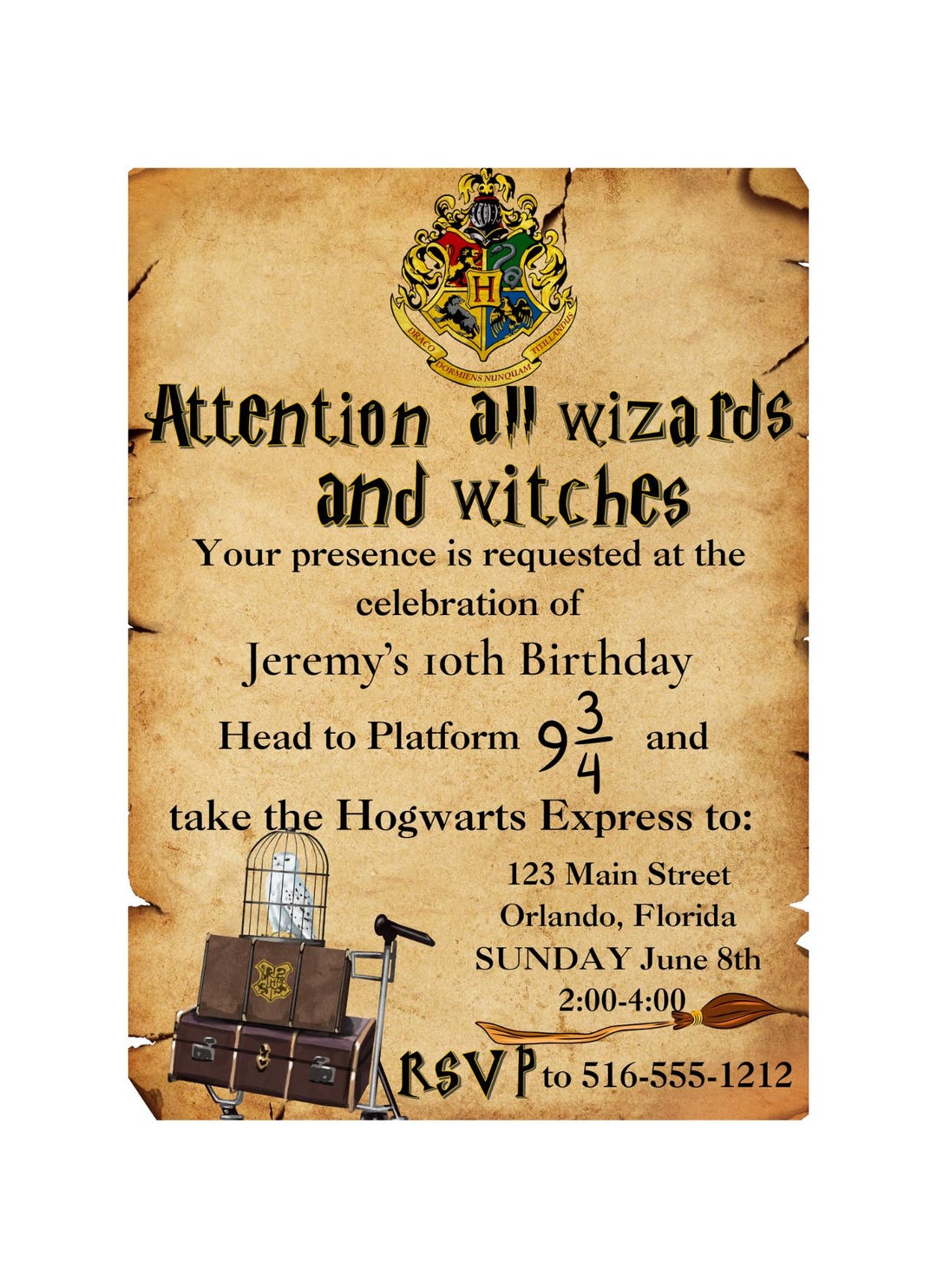 Harry Potter Birthday Party Invitation, Digital Invite, Immediate ...