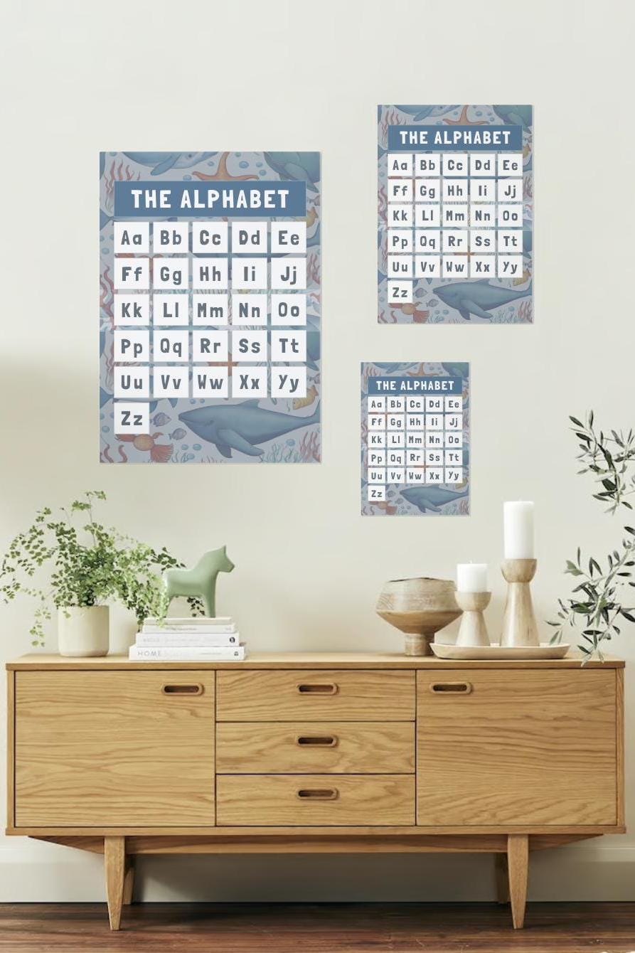Under the Sea Alphabet Poster | Sea Animal ABC Wall Art | Digital ...