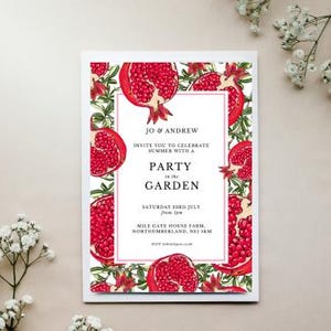 Editable Party Invitation Template Celebration, Canva Pomegranate ...