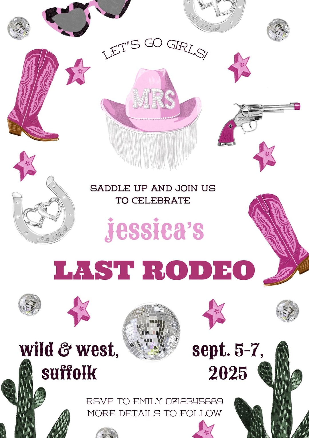 Wild West Hen Do Invitation & Itinerary Template | Last Rodeo ...