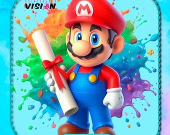 Mario Diploma Graduation Watercolor Splash, Clipart Images, Graphics ...