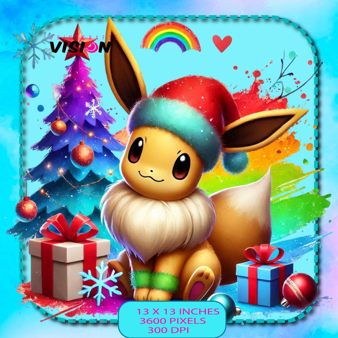 Eevee Christmas Tree Watercolor Splash, Clipart Images, Graphics and ...