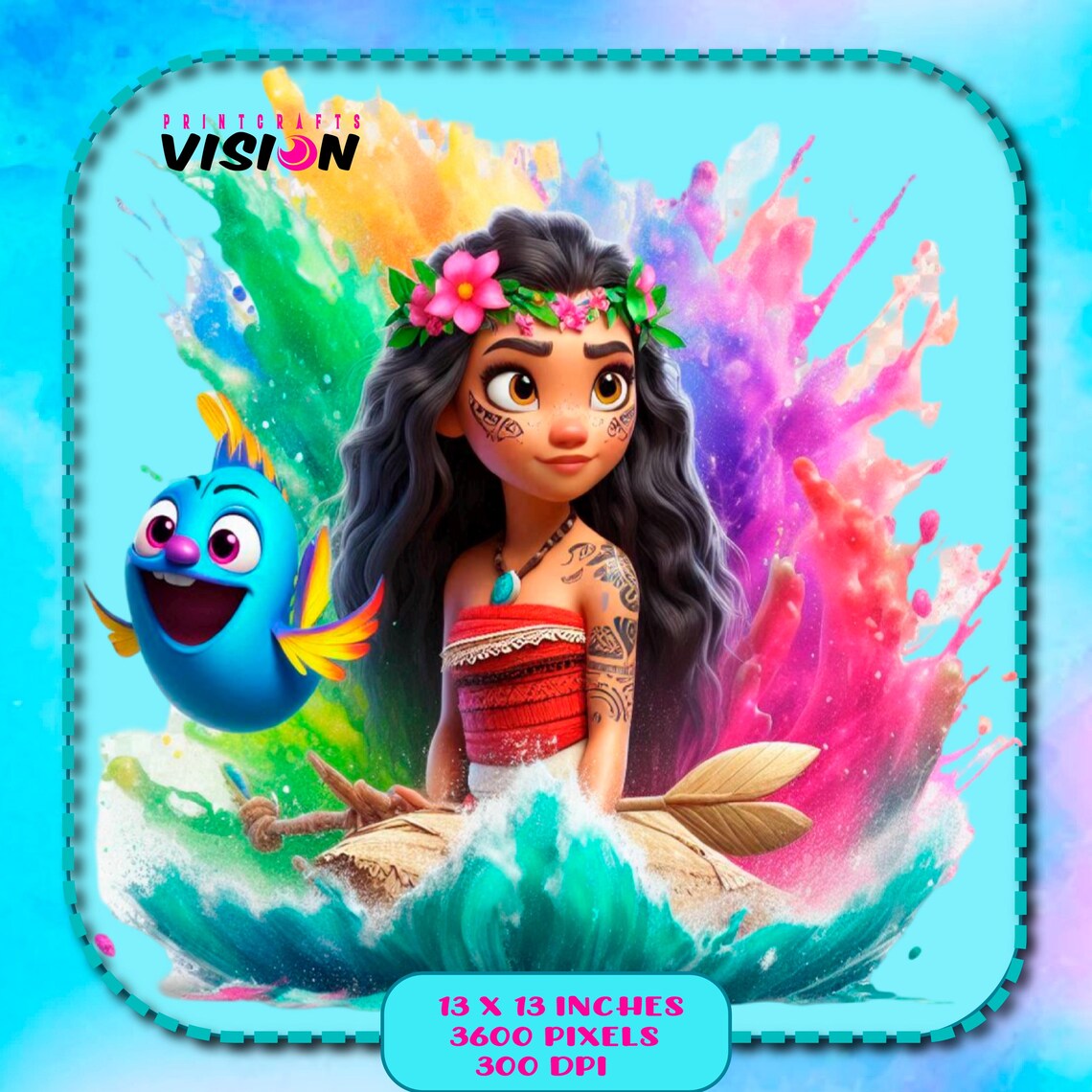 Moana Watercolor Splash, Clipart Images, Graphics and Artwork, Rainbow ...