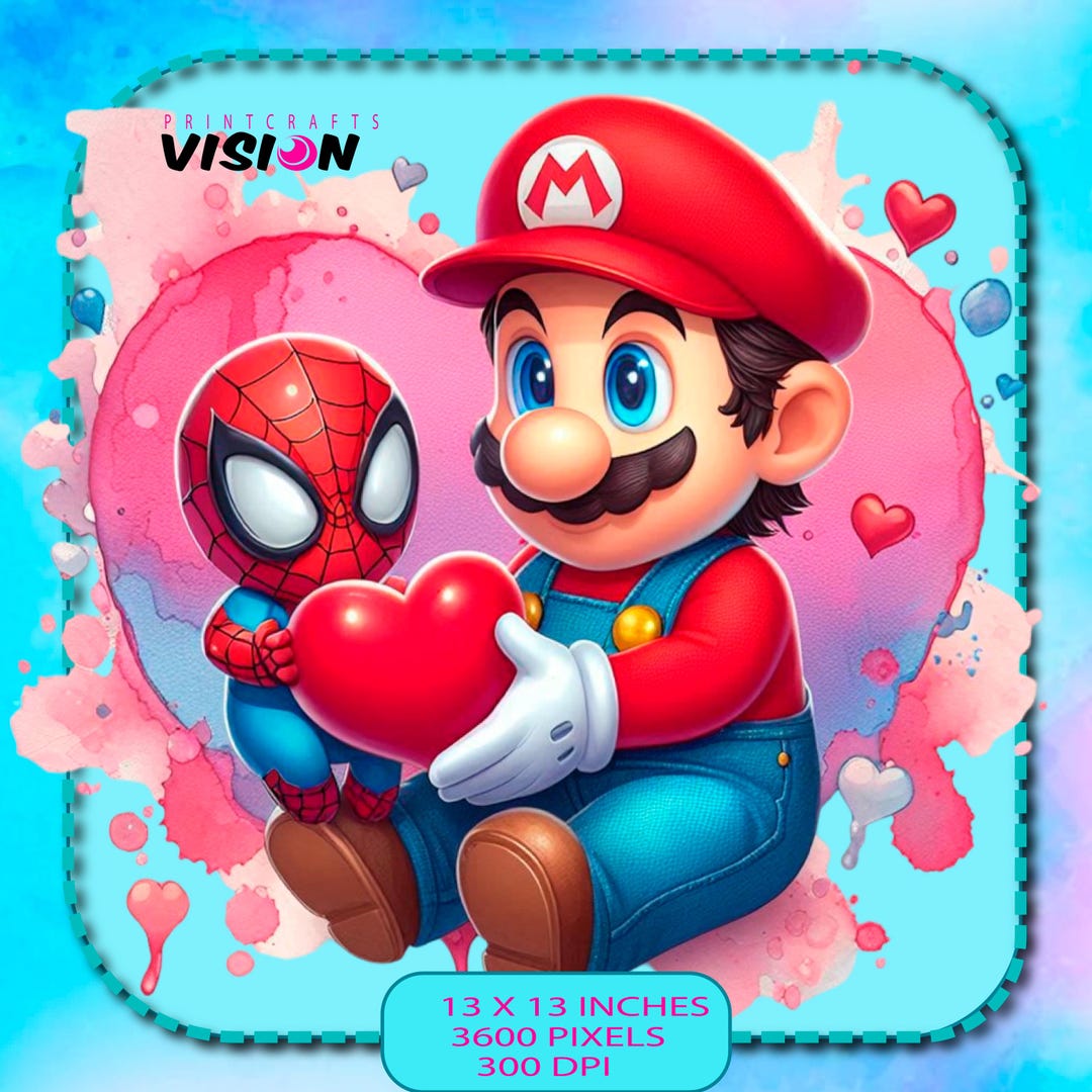Mario and Superhero Valentine Png, Love Mario Clipart, Romantic Hero ...
