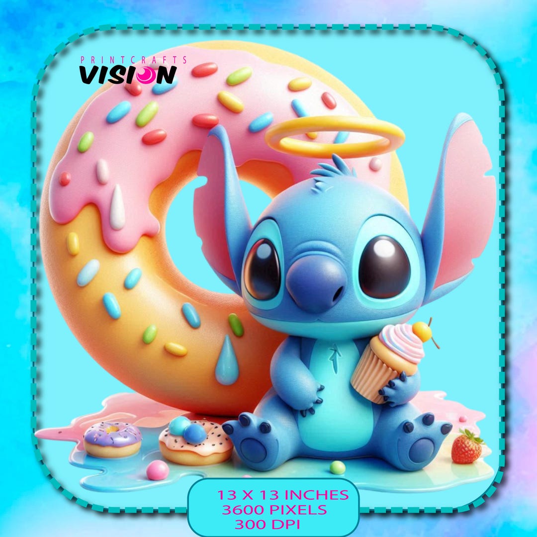 Stitch Summertime Donut Watercolor PNG, Clipart Images, Rainbow ...