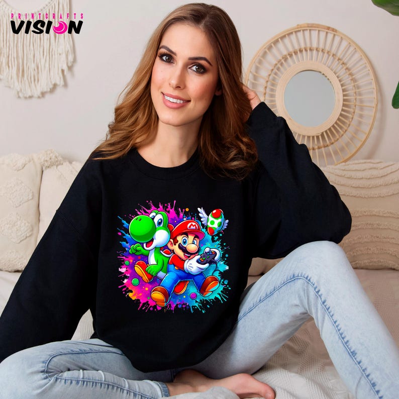 Mario and Yoshi Gamer Watercolor Splash, Clipart Images, Graphics and ...