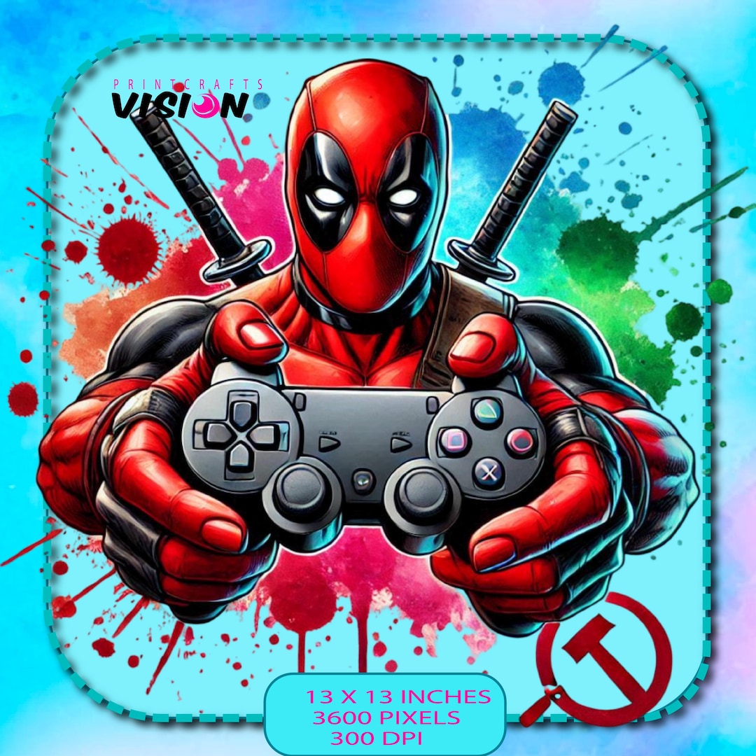 Deadpool Gamer Watercolor Splash, Clipart Images, Graphics and Artwork ...