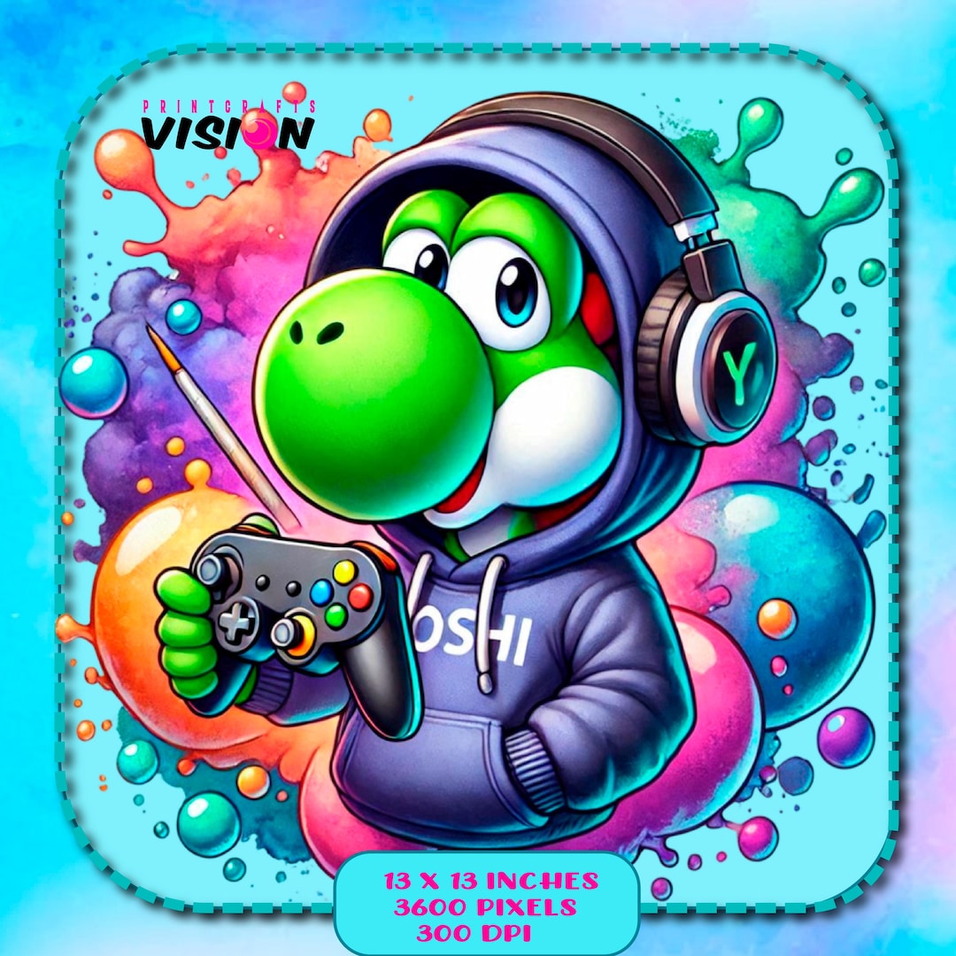 Yoshi Gamer Watercolor Splash, Clipart Images, Graphics and Artwork ...