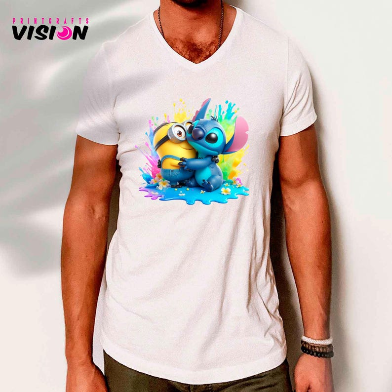 Stitch and Minion Hug PNG | Minions Clipart | Minion Watercolor Splash ...