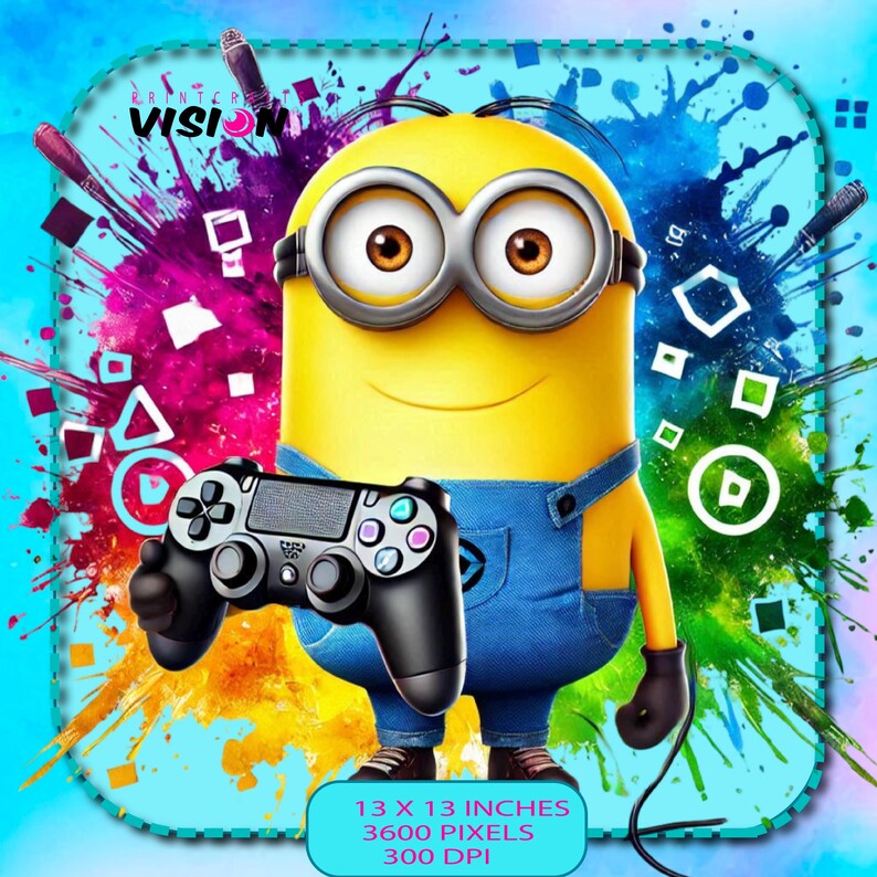 Minion Gamer Watercolor Splash, Clipart Images, Graphics and Artwork ...