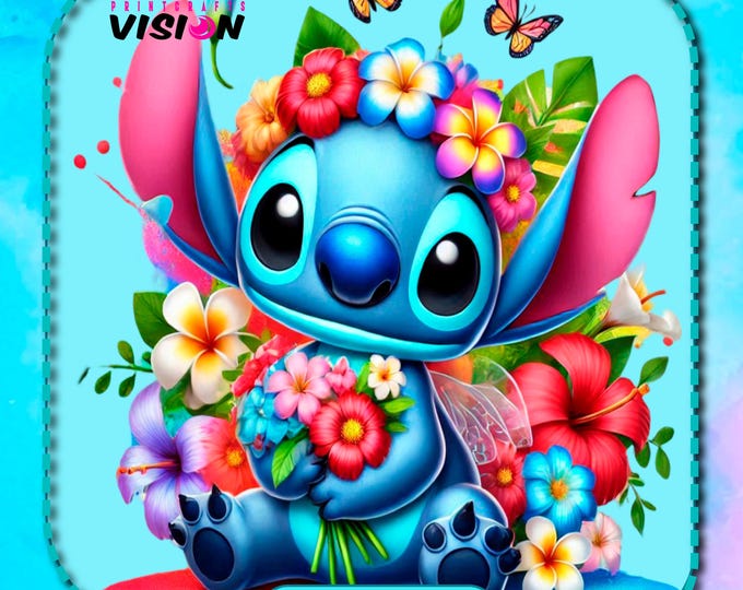 Stitch Holding Flowers PNG, Transparent Background Clipart Images ...