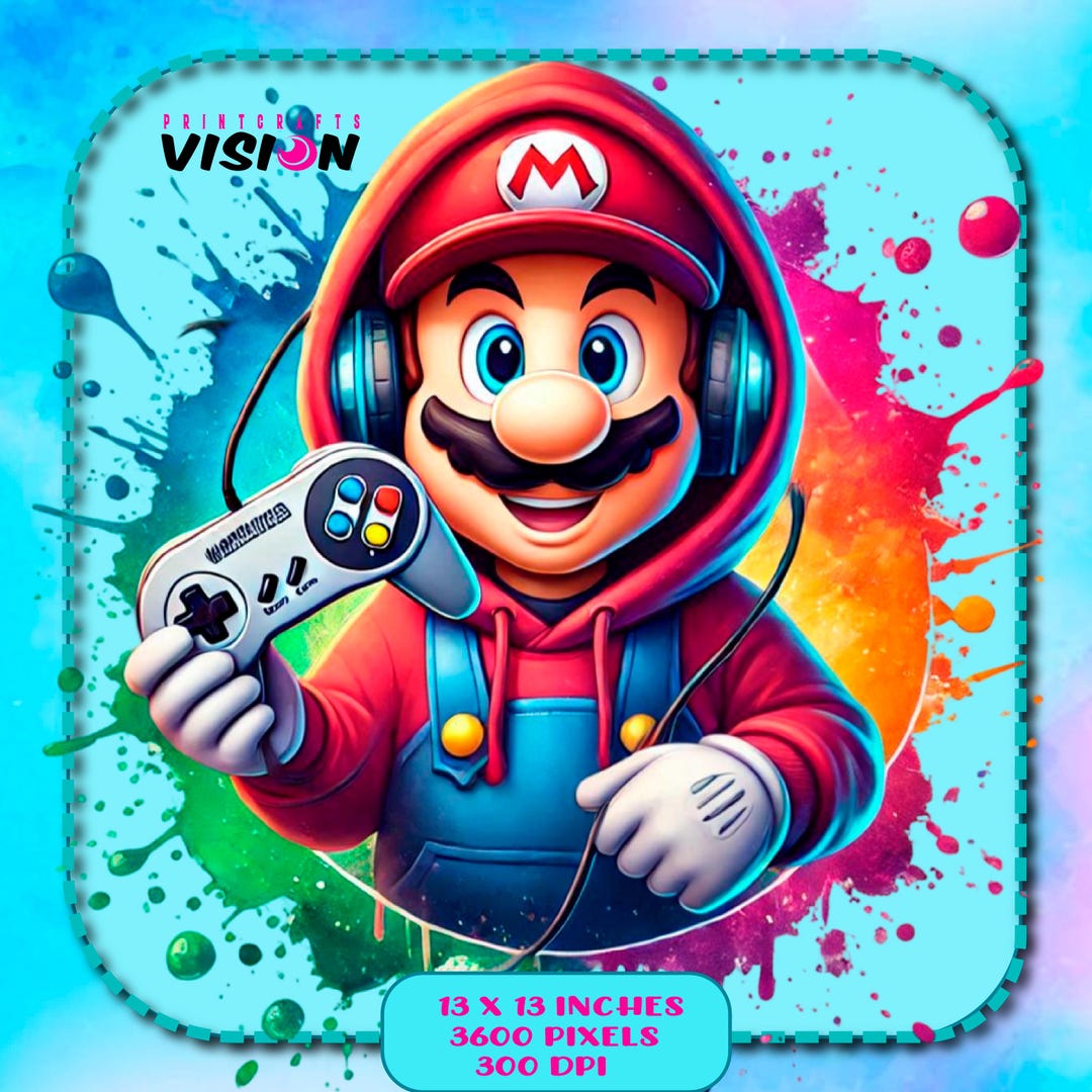 Mario Gamer Watercolor Splash, Clipart Images, Graphics and Artwork ...