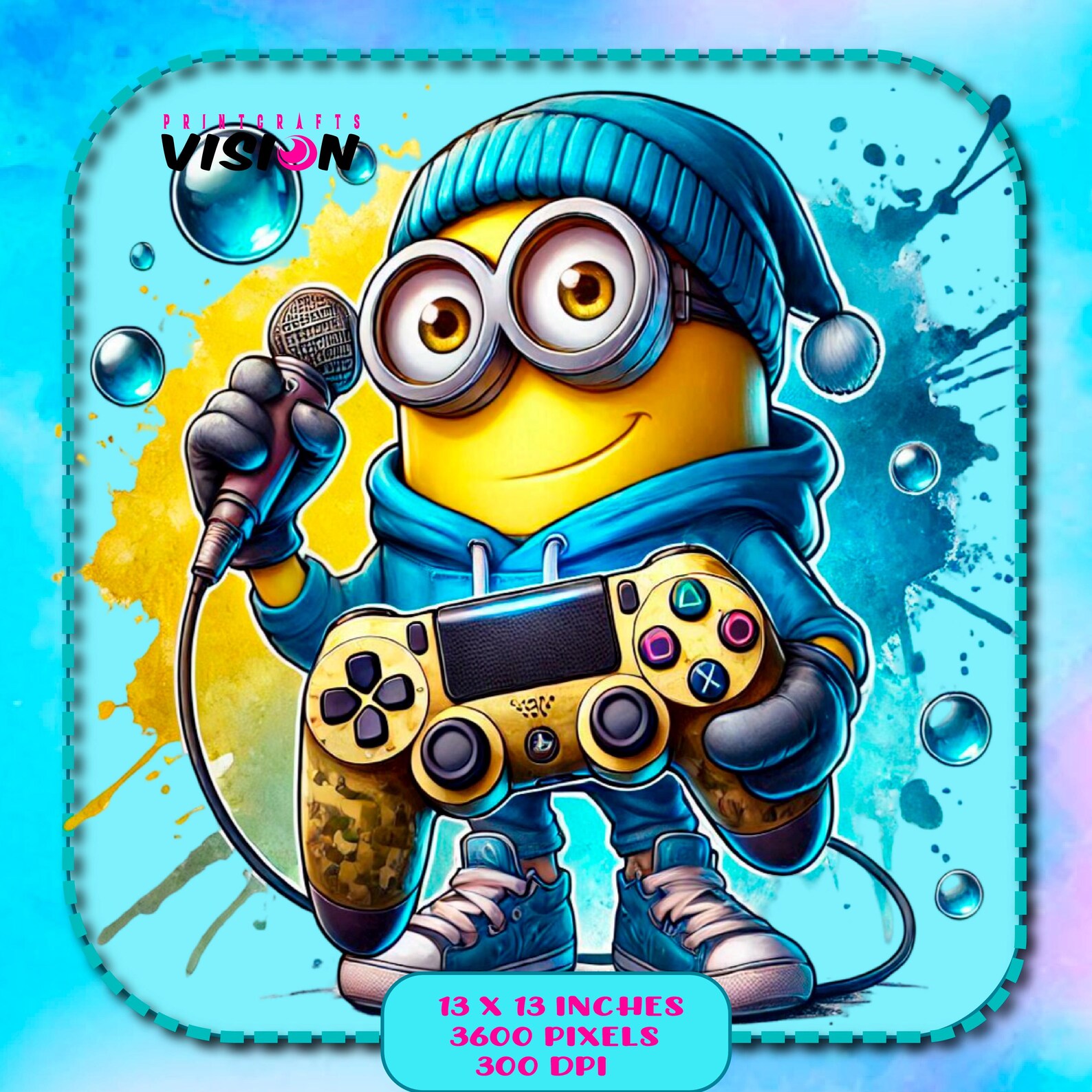 Minion Gamer Watercolor Splash PNG Image (digital Download) - Etsy