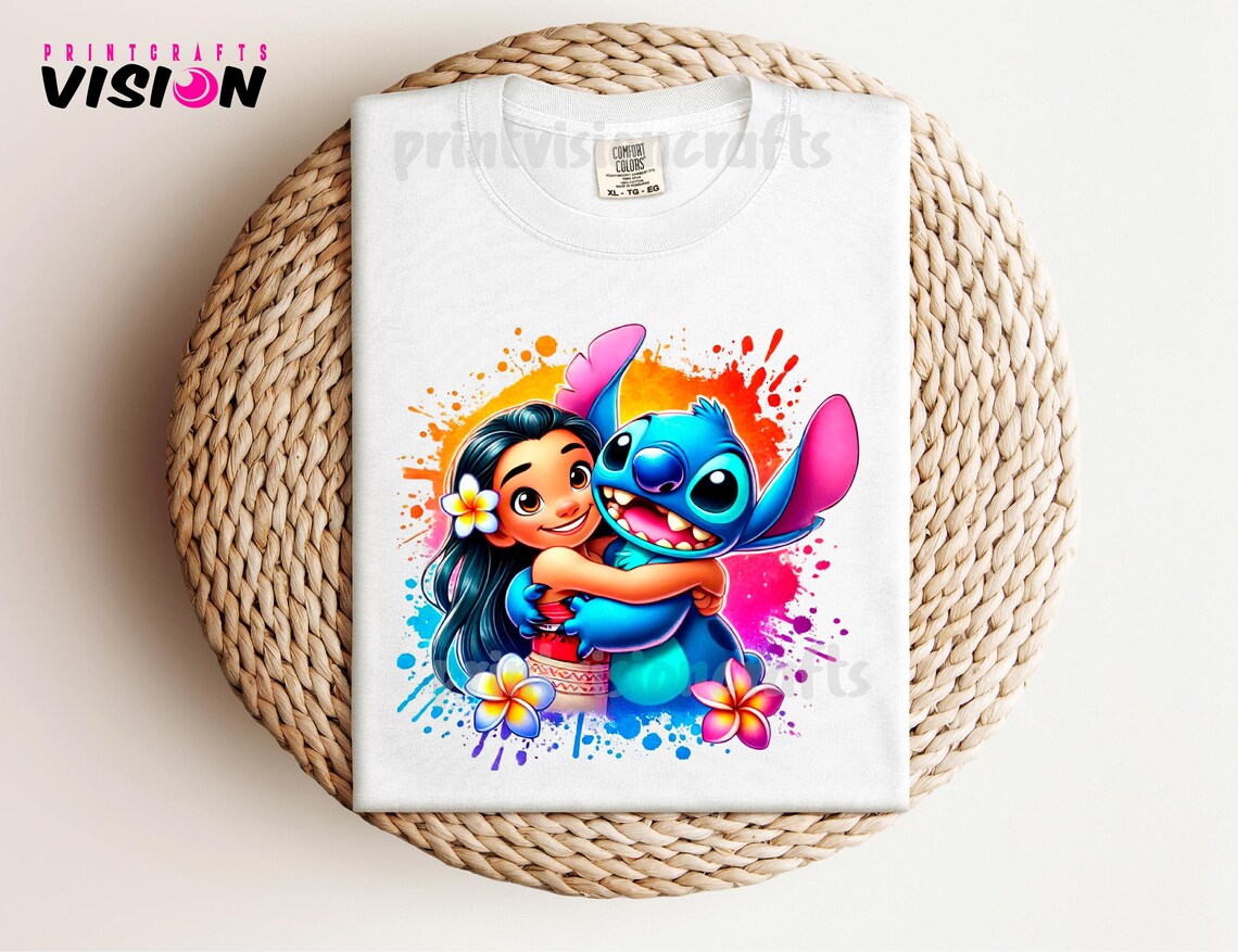 Moana and Stitch Watercolor Splash, Clipart Images, Graphics and ...