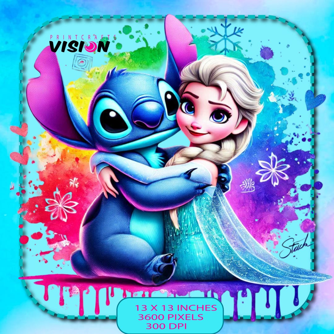 Stitch Elsa PNG Clipart Image, Graphics and Artwork, Rainbow Aesthetic ...