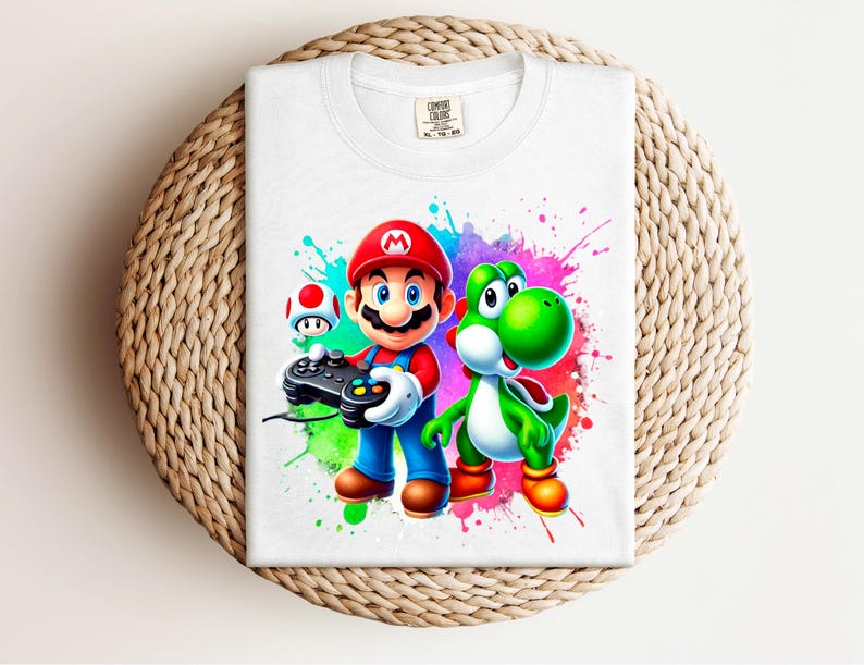 Mario and Yoshi Gamer Watercolor Splash, Clipart Images, Graphics and ...