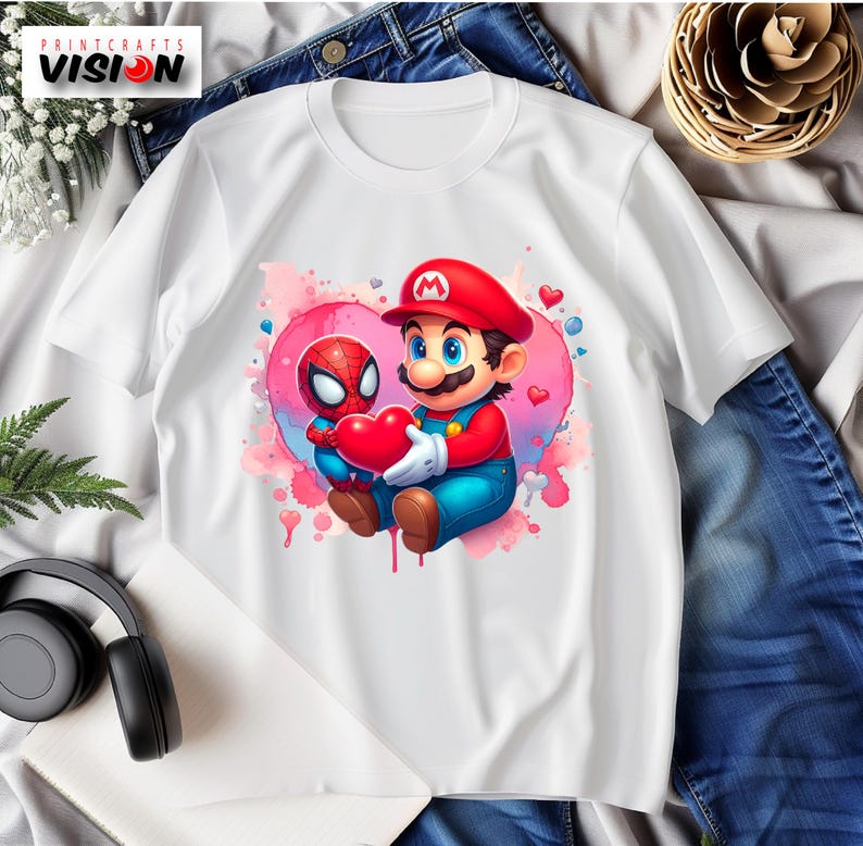 Mario and Superhero Valentine Png, Love Mario Clipart, Romantic Hero ...