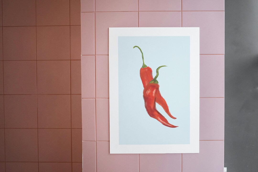 A4 Chilli Poster - Illustrated Hand-drawn Watercolour Digital Print - Etsy