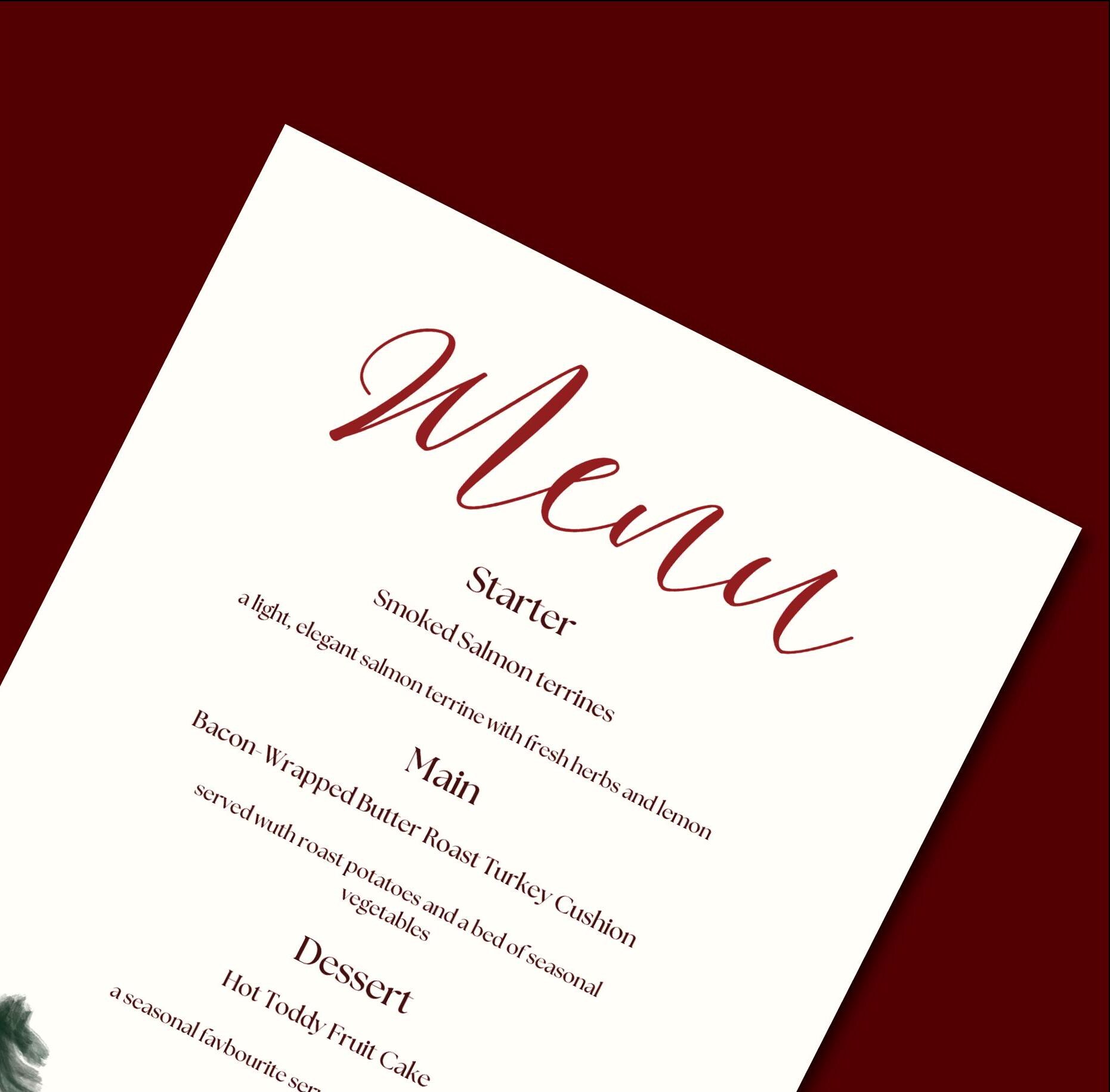 Christmas Tree Menu Template: Christmas Dinner Menu, Christmas Party ...