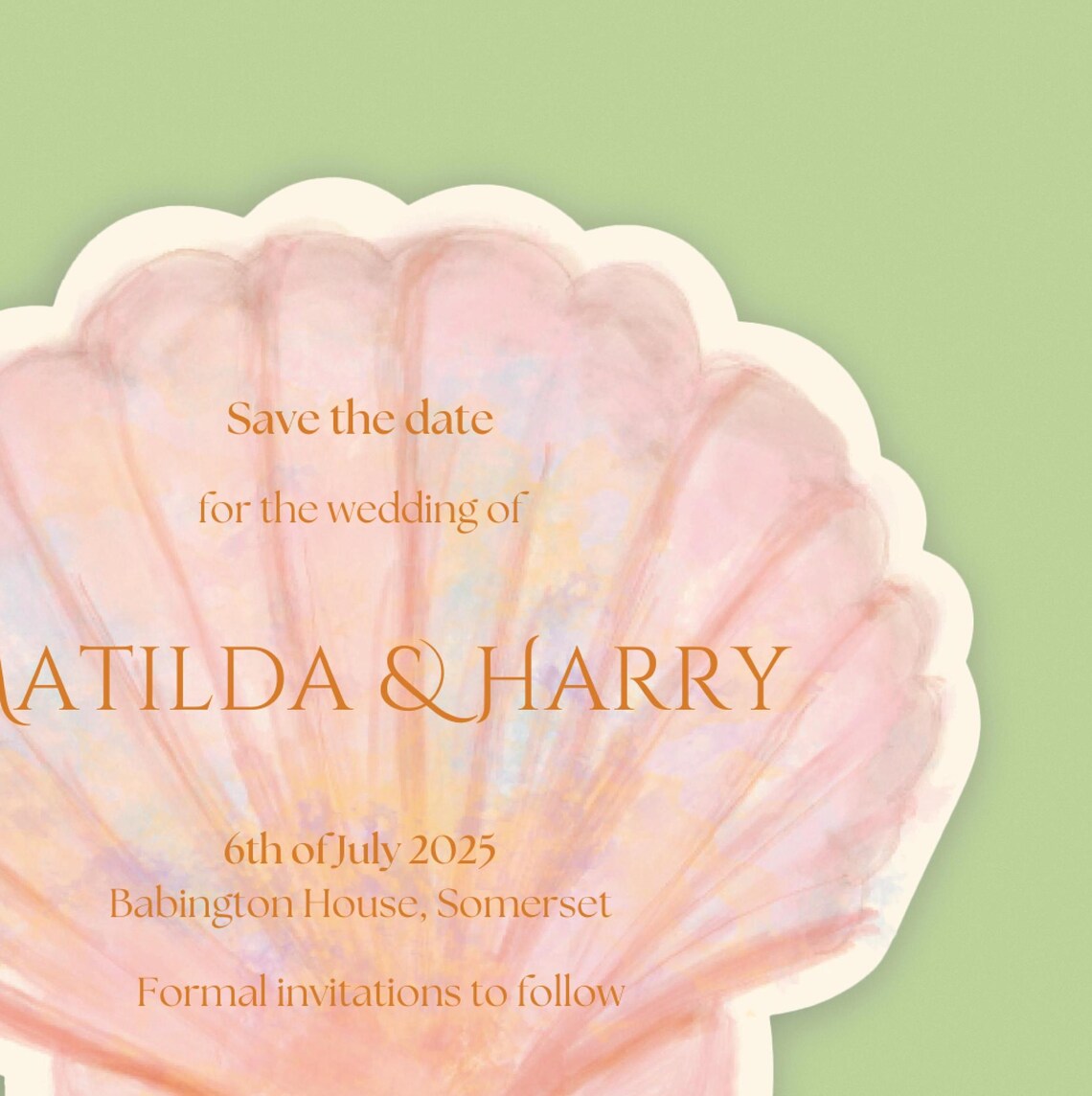 Shell - Unique Watercolour Save the Date Card Template - Illustrated ...