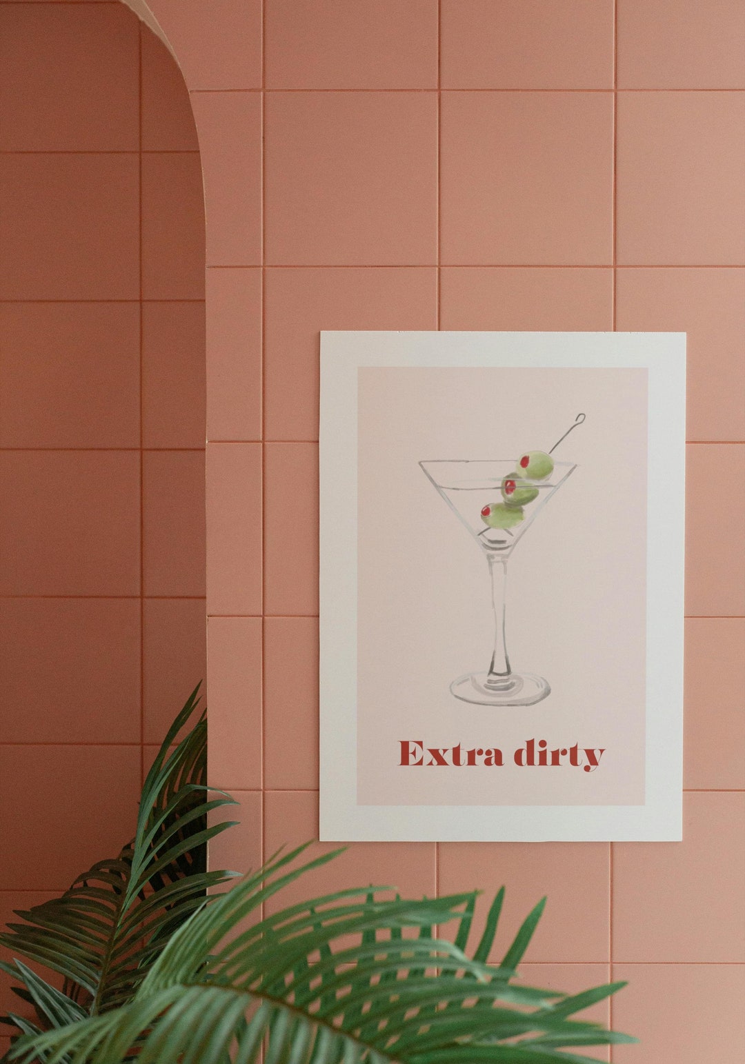 A4 'extra Dirty' Martini Poster - Illustrated Hand-drawn Watercolour ...