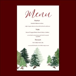 Christmas Tree Menu Template: Christmas Dinner Menu, Christmas Party ...