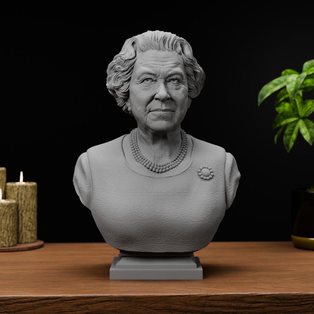 Queen Elizabeth Bust, Queen, Sculpture, Bookshelf Decor, Gamer Gift ...