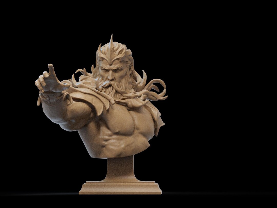 Poseidon Bust, Mythology Figure, Sculpture, Bookshelf Decor, Gamer Gift ...