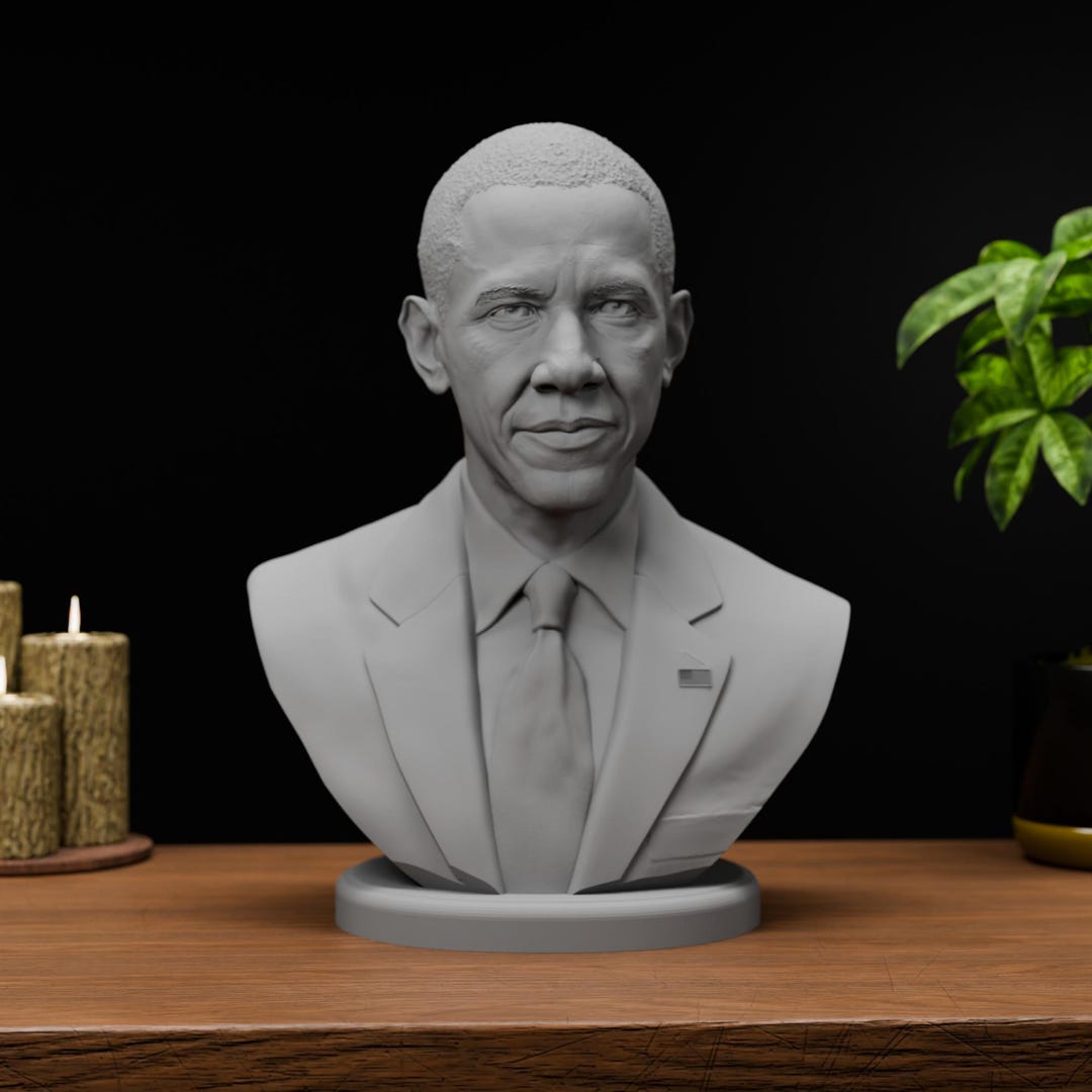 Barack Obama Bust, Politician, Sculpture, Bookshelf Decor, Gamer Gift ...