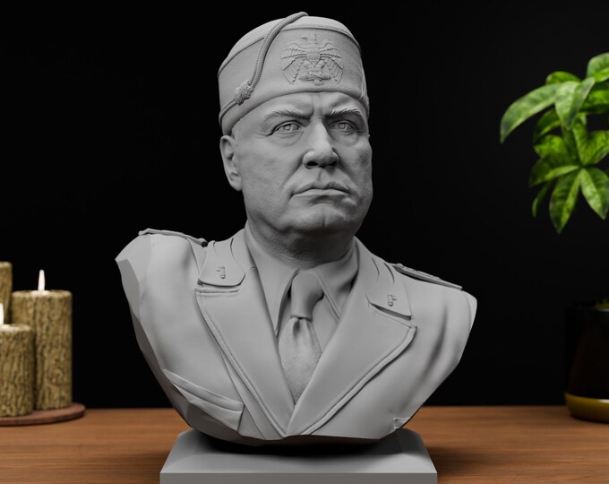 Benito Mussolini Bust, Politician, Sculpture, Bookshelf Decor, Gamer ...