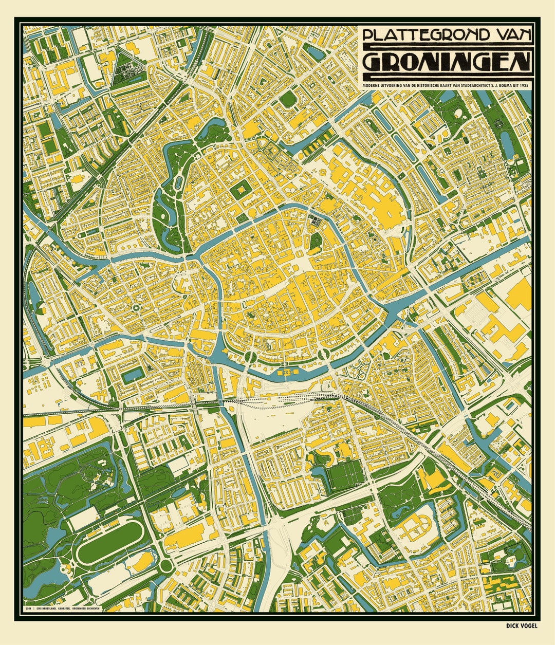 Karte Groningen Retro-Stil Ordner Karte Poster - Etsy.de