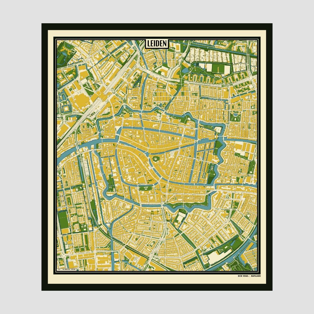 Map Leiden Retro Style Highly Detailed Map Poster - Etsy