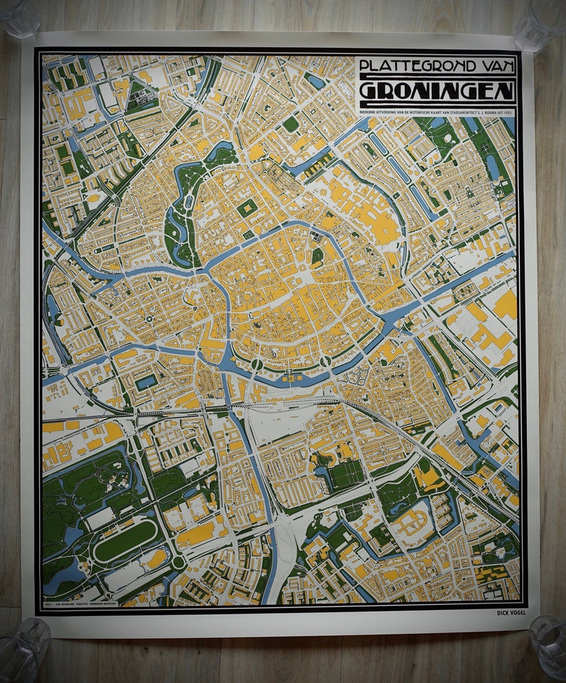 Map Groningen - Retro Style | Map | Floor Plan | Poster - Etsy