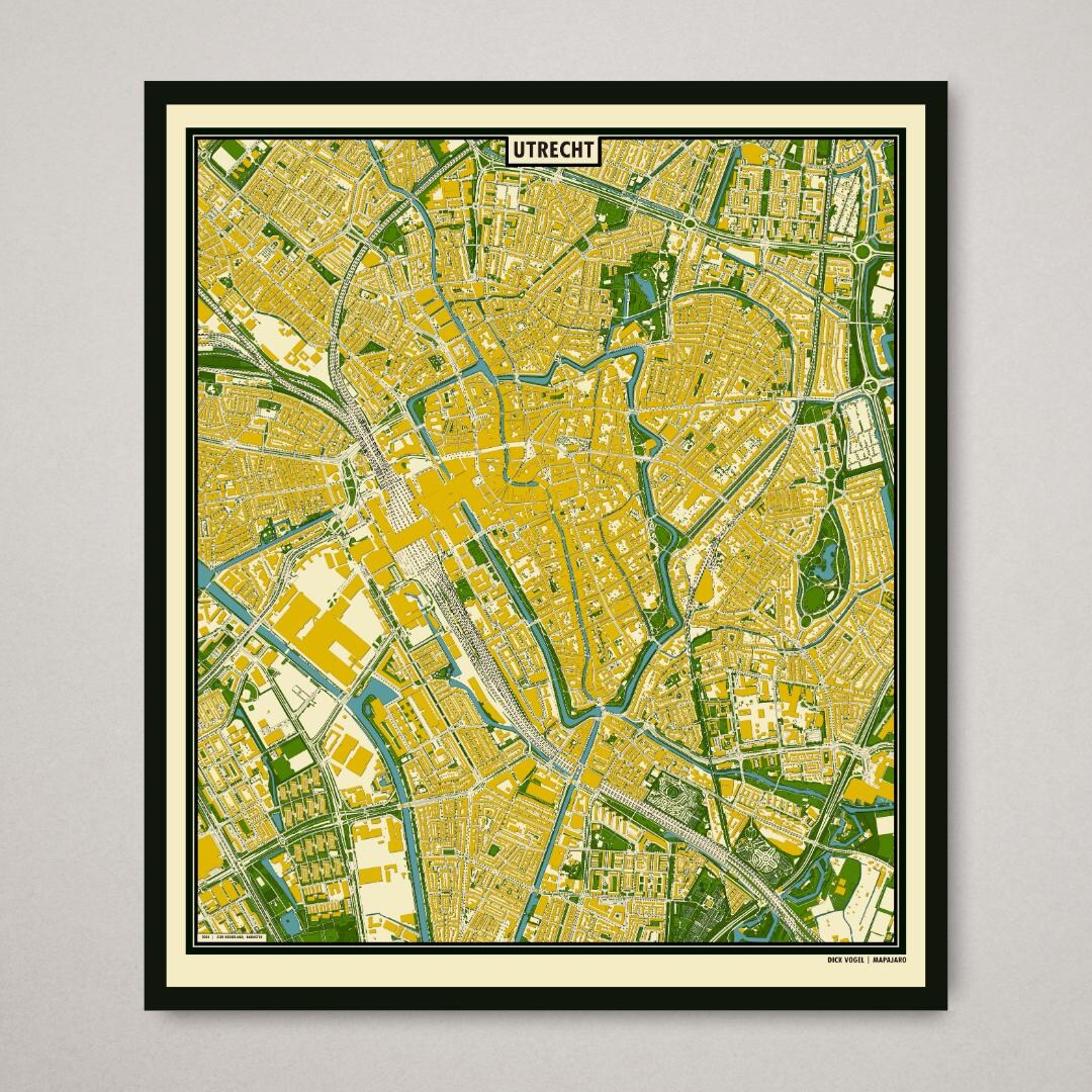 Map Utrecht Retro Style Highly Detailed Poster - Etsy