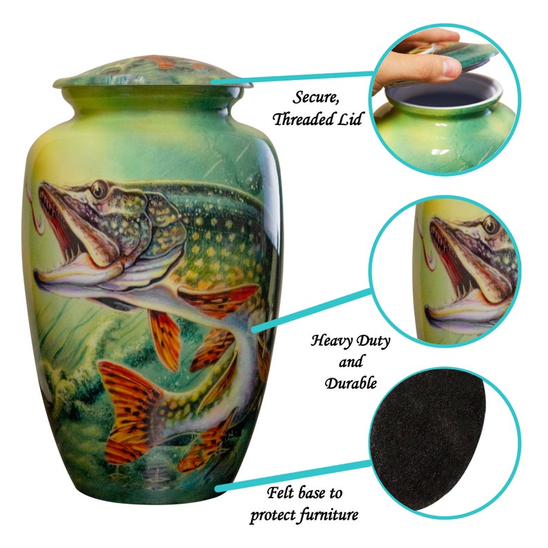Personalized Large Funeral Urn, Bass Fish Urn, Fishing Cremation Urn ...