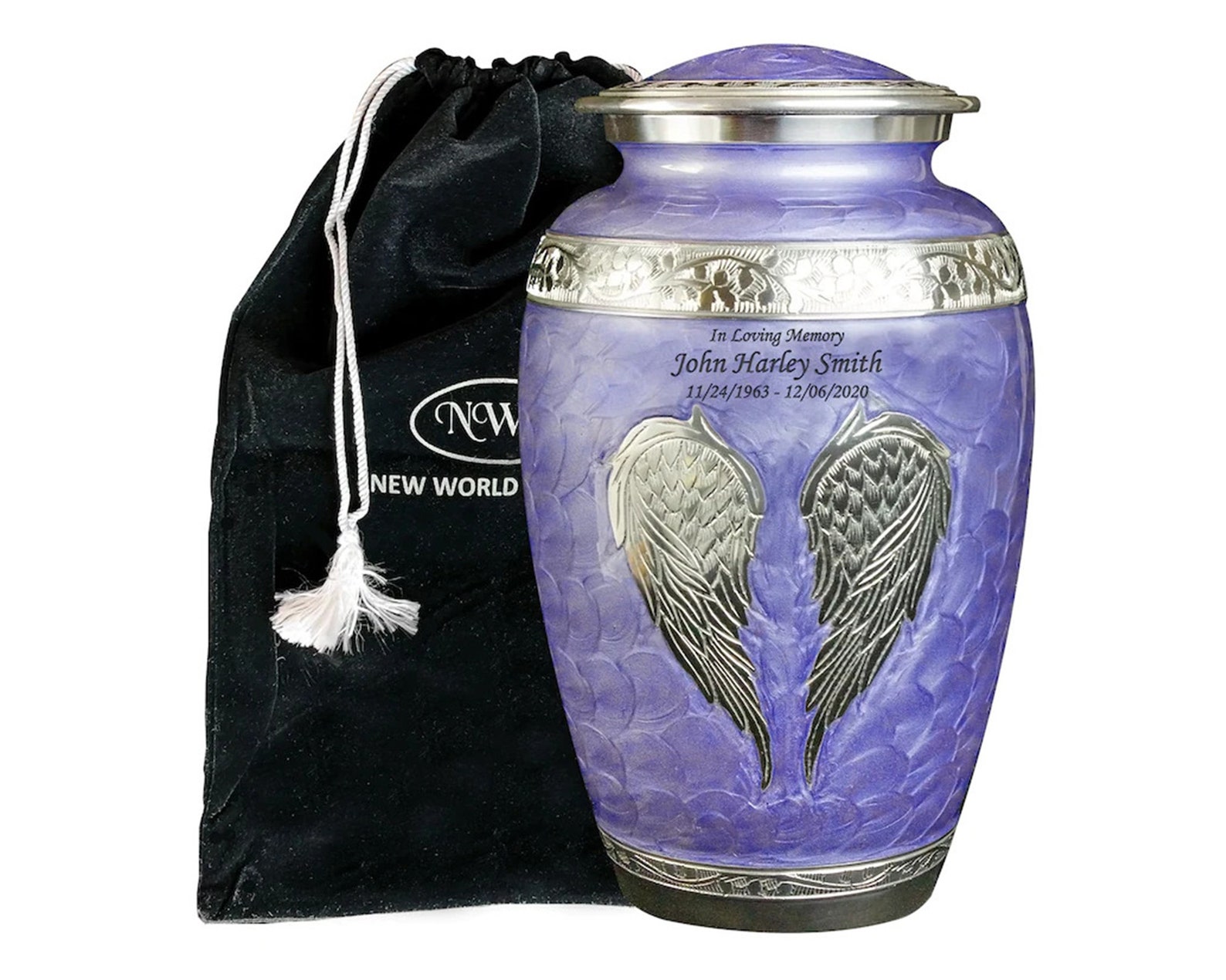 Angel Cremation Urn, Lilac Adult Size Angel Wings Urn With ...