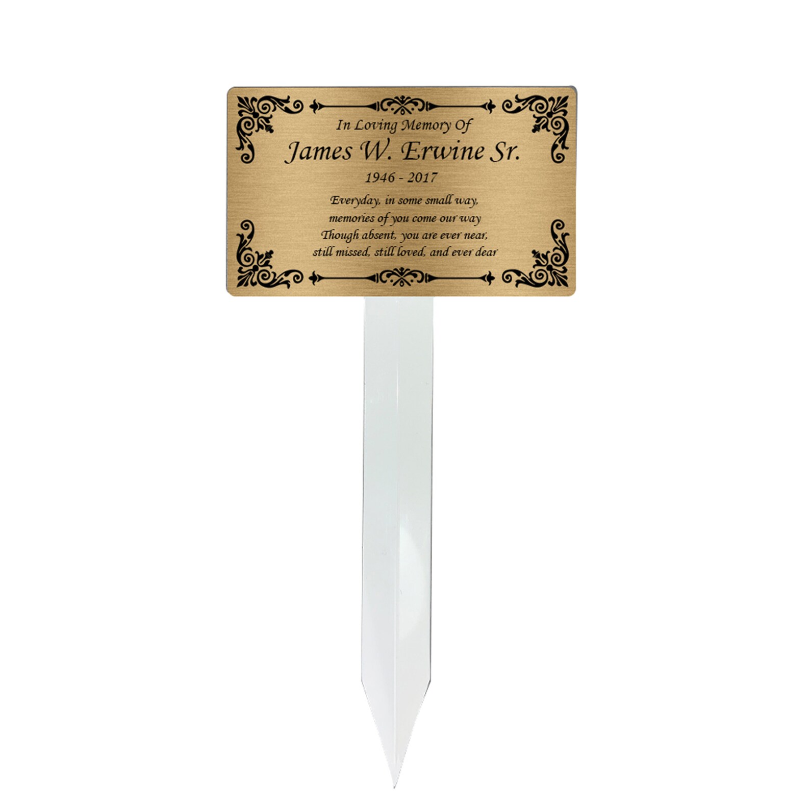 Memorial Plaque Stake, Grave Marker, Remembrance Plaque in Black, Gold ...