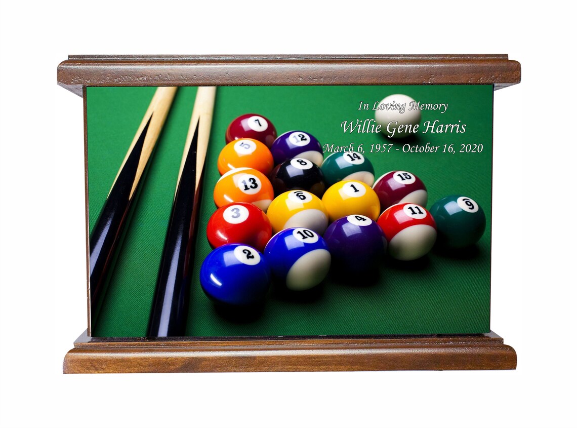 Pool Player Cremation Urn, Personalized Wooden Sports Funeral Urn for ...
