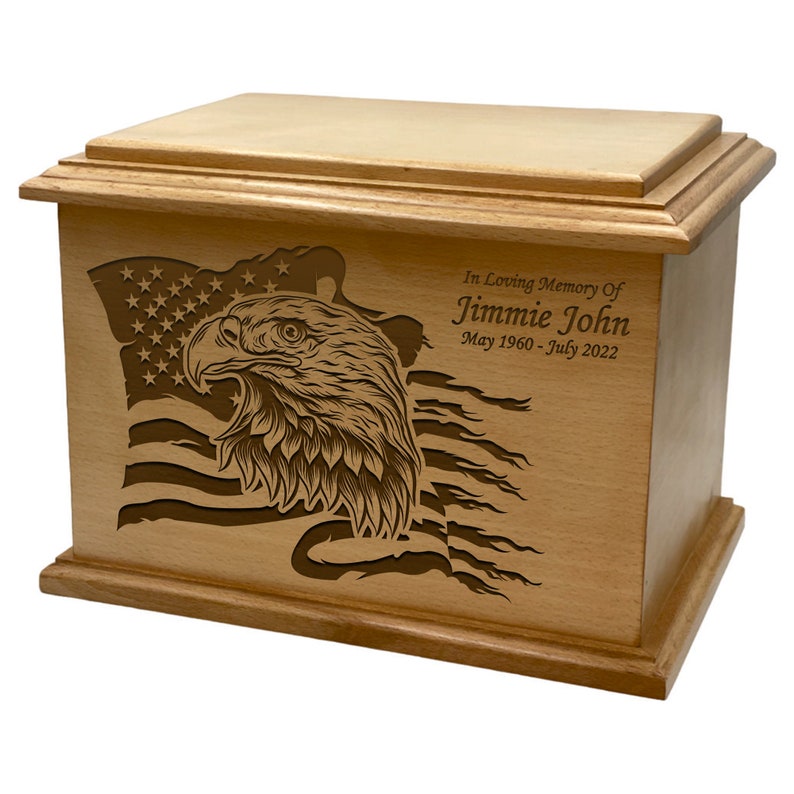 American Flag and Eagle Cremation Urn, Bald Eagle Urn, Patriotic Urn ...