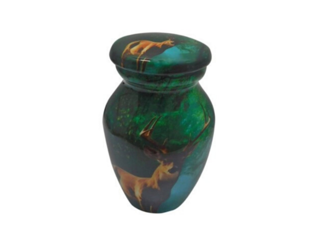 Hunter's Urn, Elk, Deer Hunting Cremation Keepsake Urn With Velvet Bags ...